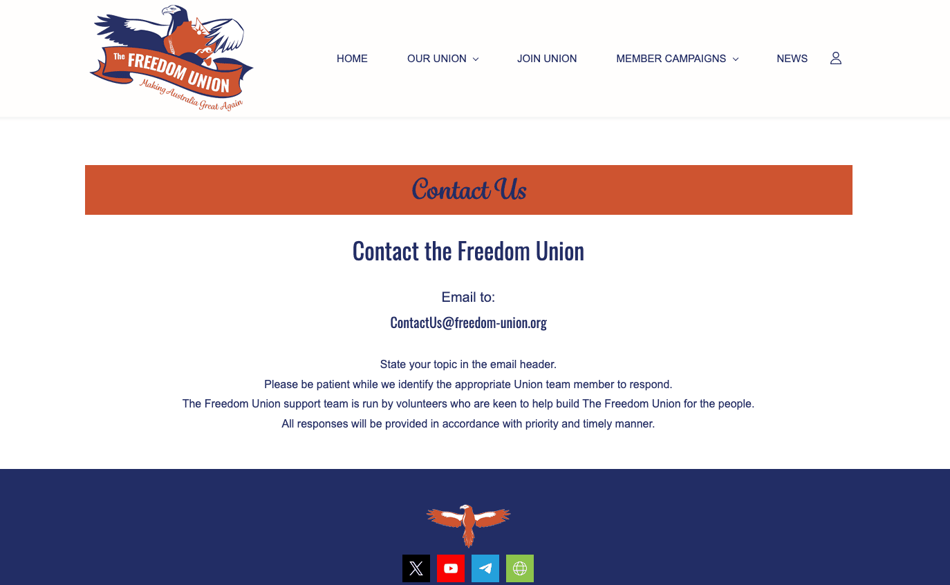 Contact the Freedom Union of Australia
